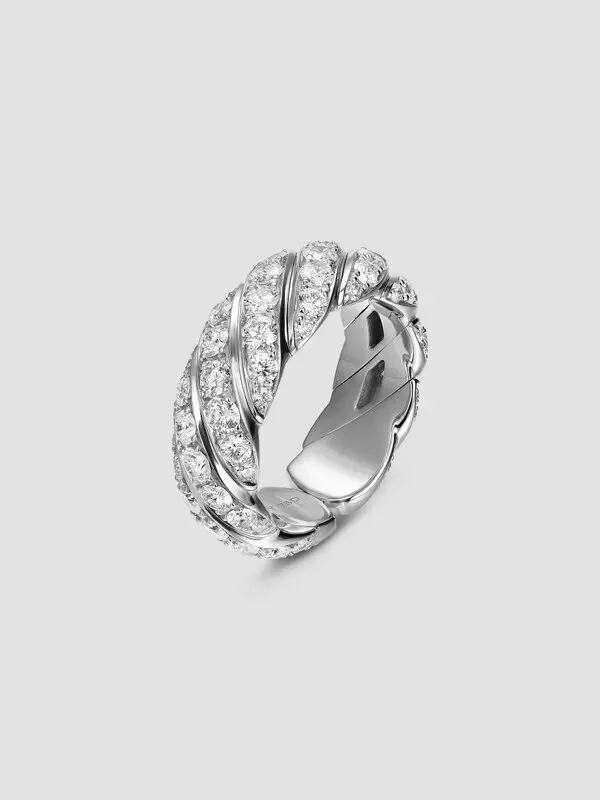 David Yurman Sculpted Cable Flex Band Ring In 18k White Gold - Diamond