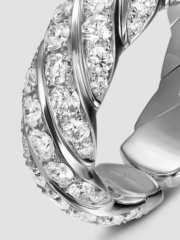 David Yurman Sculpted Cable Flex Band Ring In 18k White Gold - Diamond