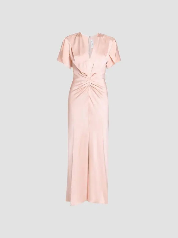 Victoria Beckham Eve Satin Gathered Waist Midi-dress - Blossom