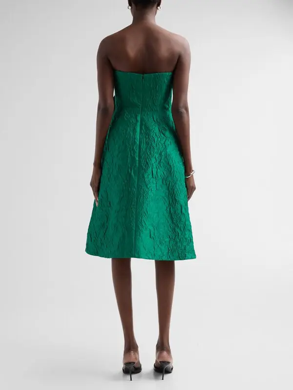Rickie Freeman For Teri Jon Jacqaurd Strapless Cocktail Dress