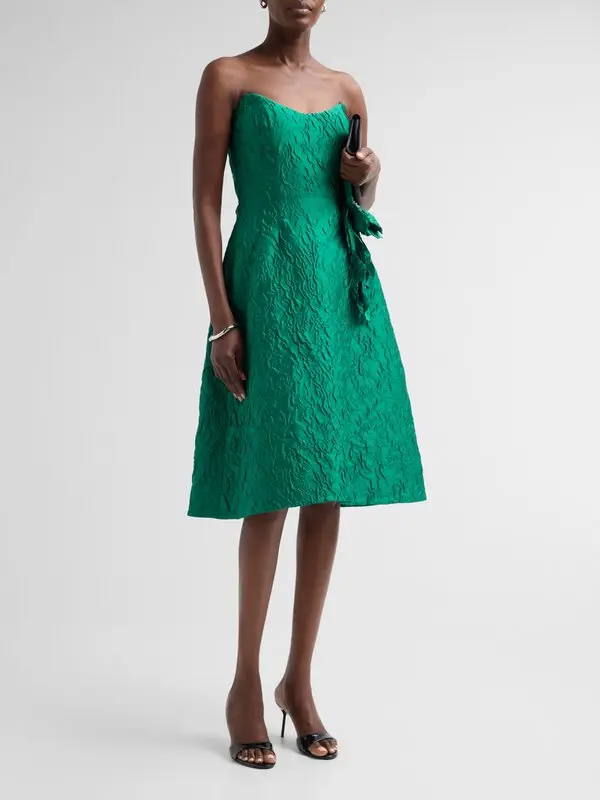 Rickie Freeman For Teri Jon Jacqaurd Strapless Cocktail Dress
