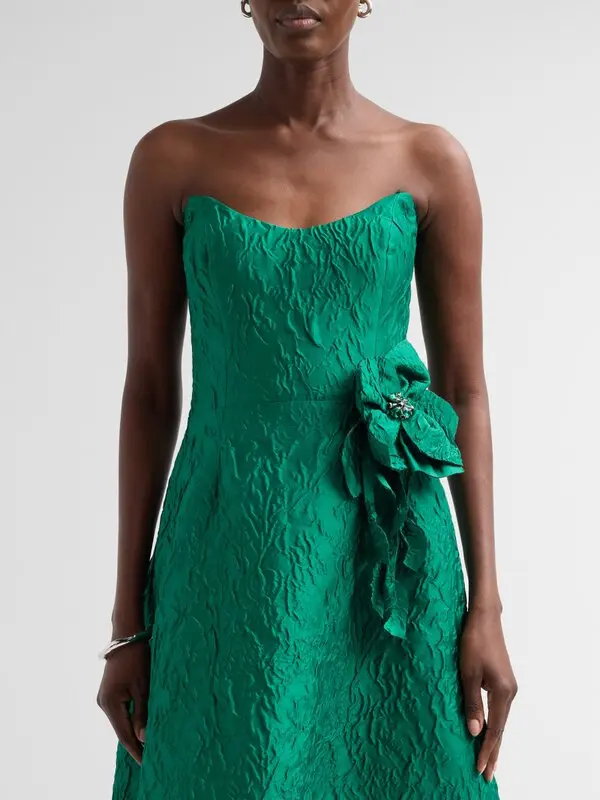 Rickie Freeman For Teri Jon Jacqaurd Strapless Cocktail Dress