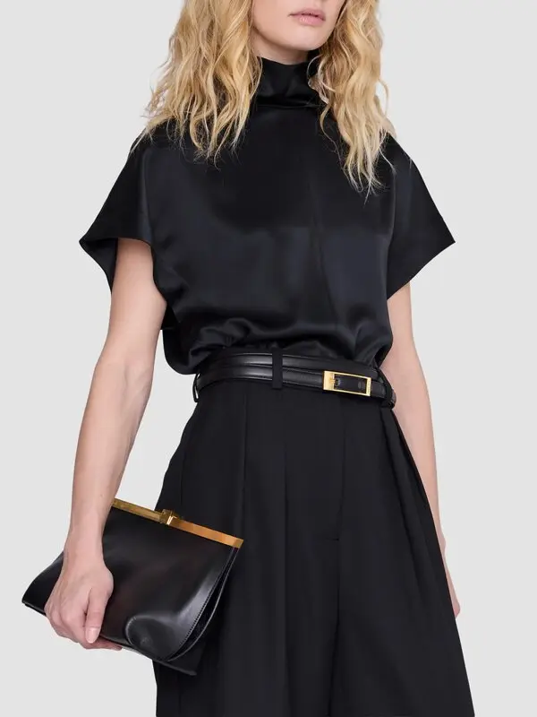 ANINE BING Samson Turtleneck Short-sleeve Top