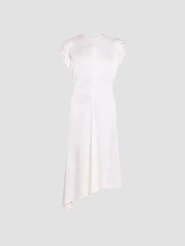 Victoria Beckham Satin Twist Shoulder Midi-dress - Ivory