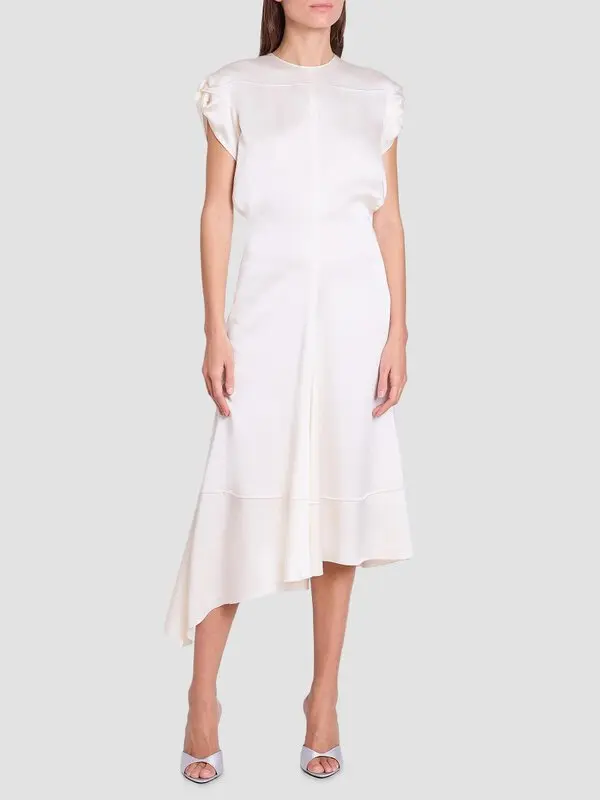 Victoria Beckham Satin Twist Shoulder Midi-dress