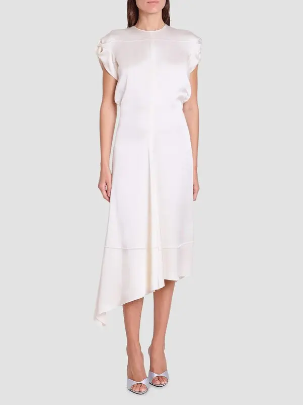 Victoria Beckham Satin Twist Shoulder Midi-dress