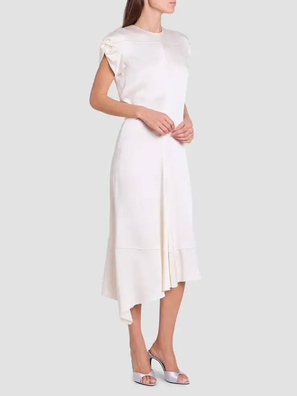 Victoria Beckham Satin Twist Shoulder Midi-dress