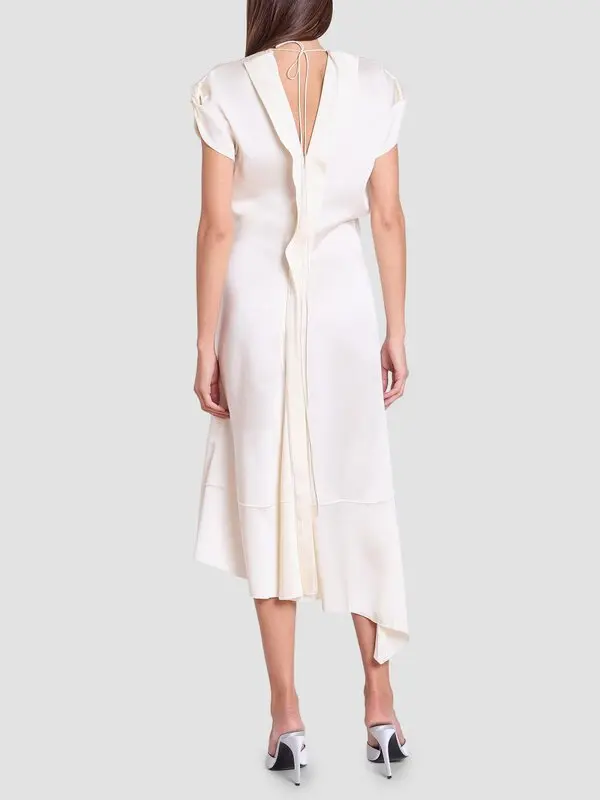 Victoria Beckham Satin Twist Shoulder Midi-dress