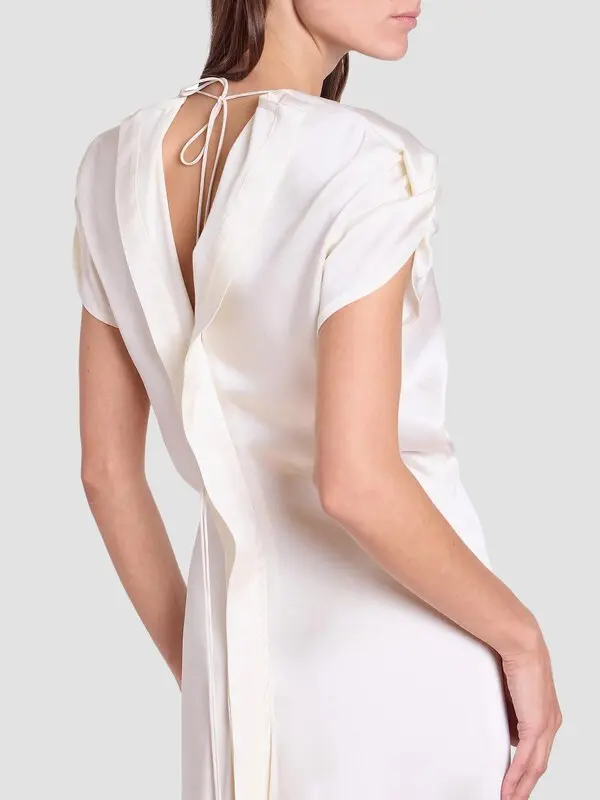 Victoria Beckham Satin Twist Shoulder Midi-dress