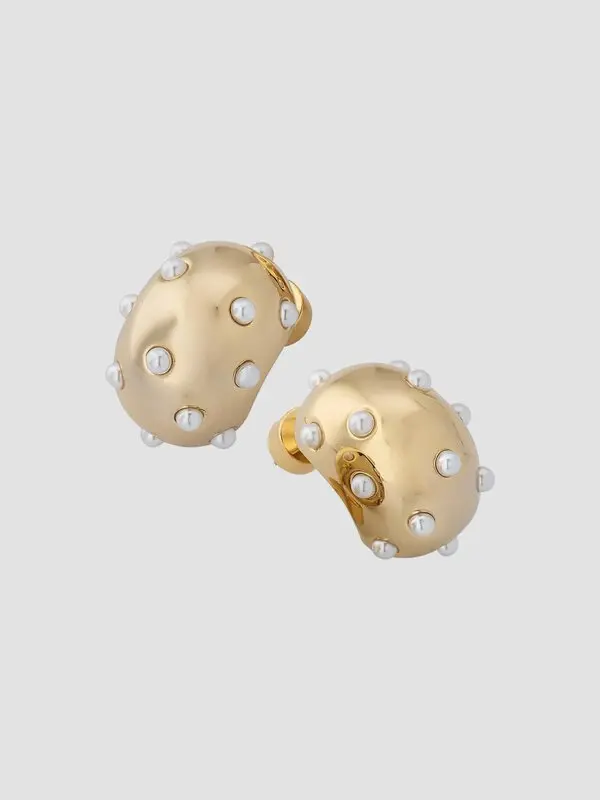 KENNETH JAY LANE 14k--plated & Imitation Pearl Hoop Earrings