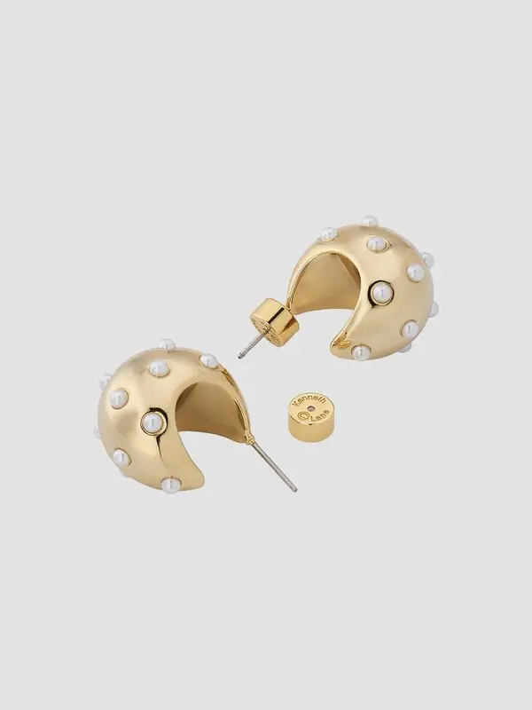 KENNETH JAY LANE 14k--plated & Imitation Pearl Hoop Earrings