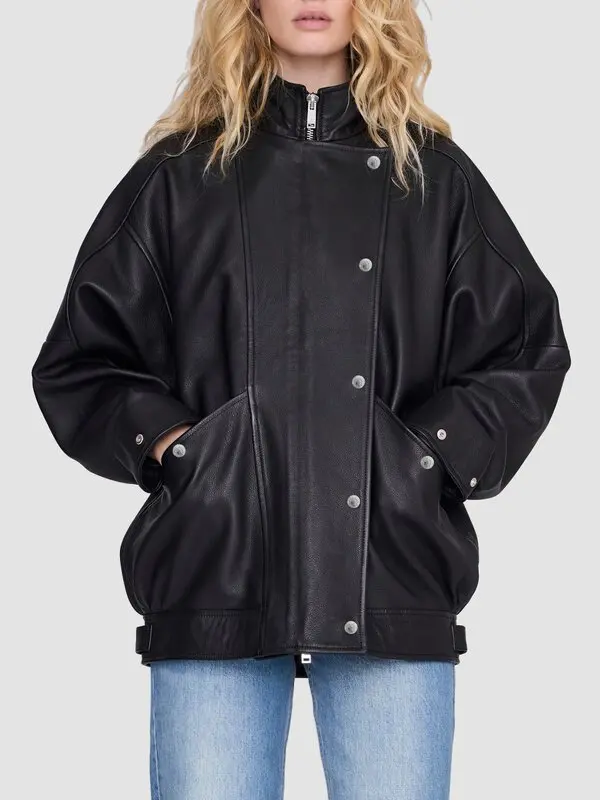 ANINE BING Sandy Leather Jacket - Black