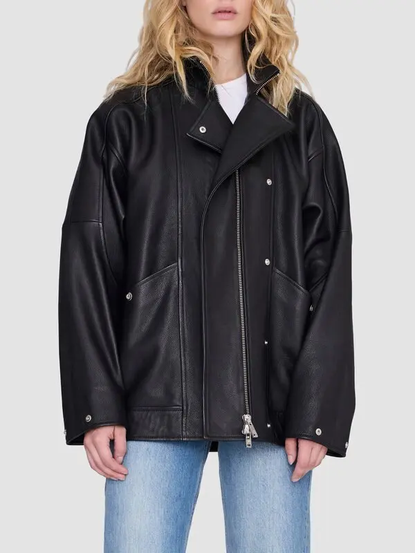 ANINE BING Sandy Leather Jacket - Black