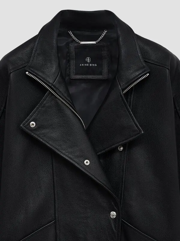 ANINE BING Sandy Leather Jacket - Black