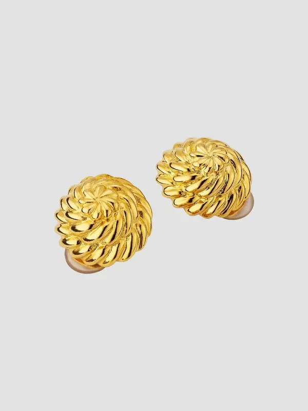 KENNETH JAY LANE Goldtone Domed Clip-on Earrings