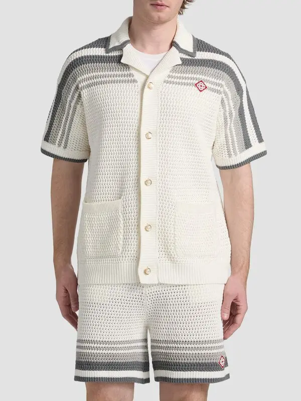 Casablanca Crochet Cotton Camp Shirt