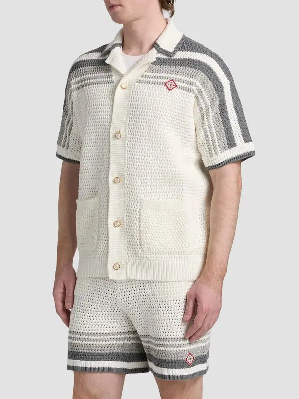 Casablanca Crochet Cotton Camp Shirt