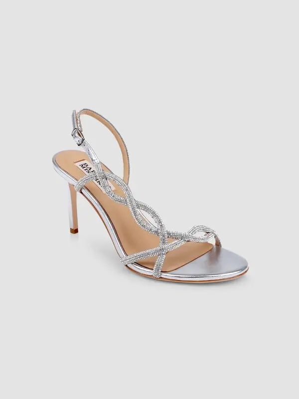 Badgley Mischka Yulissa 80mm Embellished Leather Slingback Sandals