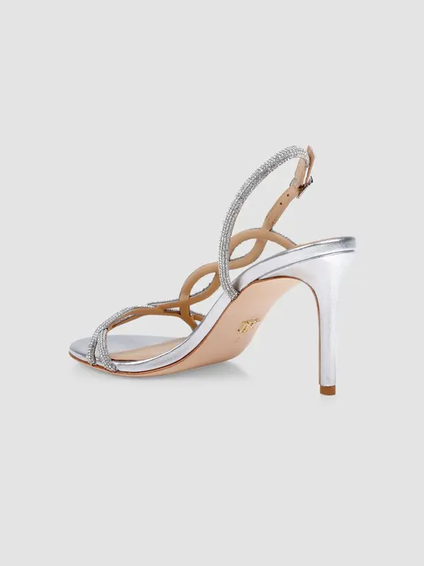 Badgley Mischka Yulissa 80mm Embellished Leather Slingback Sandals