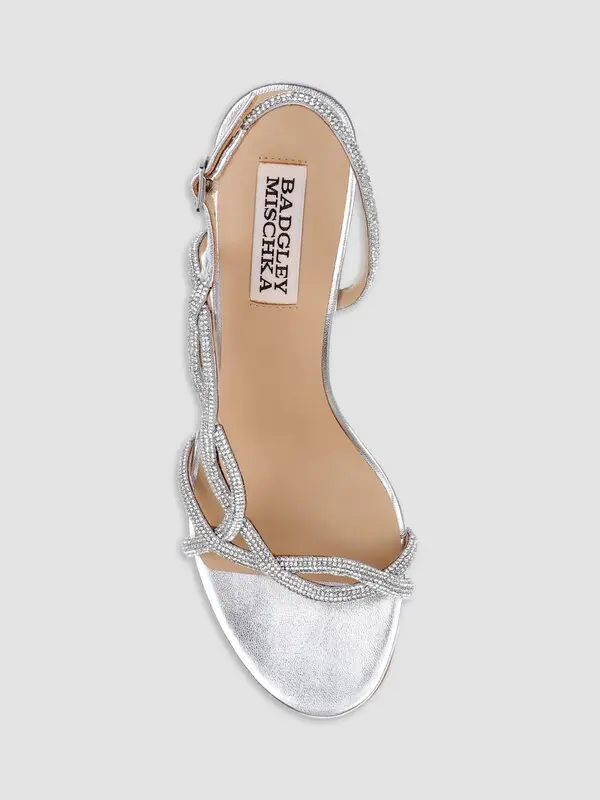 Badgley Mischka Yulissa 80mm Embellished Leather Slingback Sandals