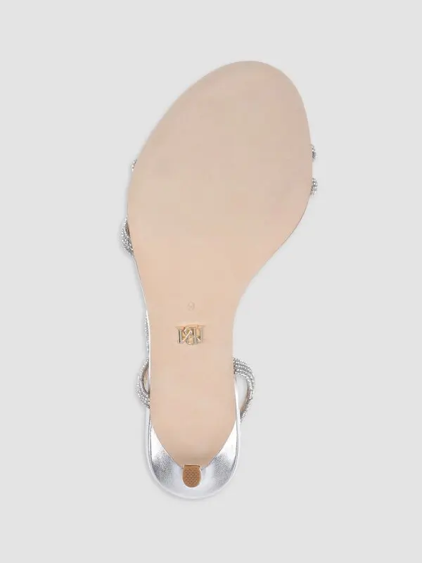 Badgley Mischka Yulissa 80mm Embellished Leather Slingback Sandals