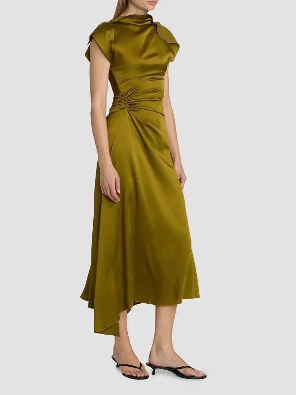 Victoria Beckham Drape Bias-cut Midi-dress - Moss