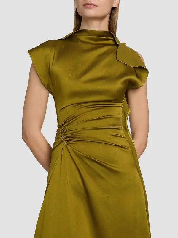 Victoria Beckham Drape Bias-cut Midi-dress - Moss