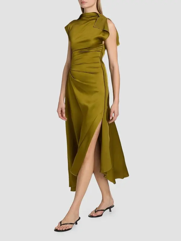 Victoria Beckham Drape Bias-cut Midi-dress - Moss