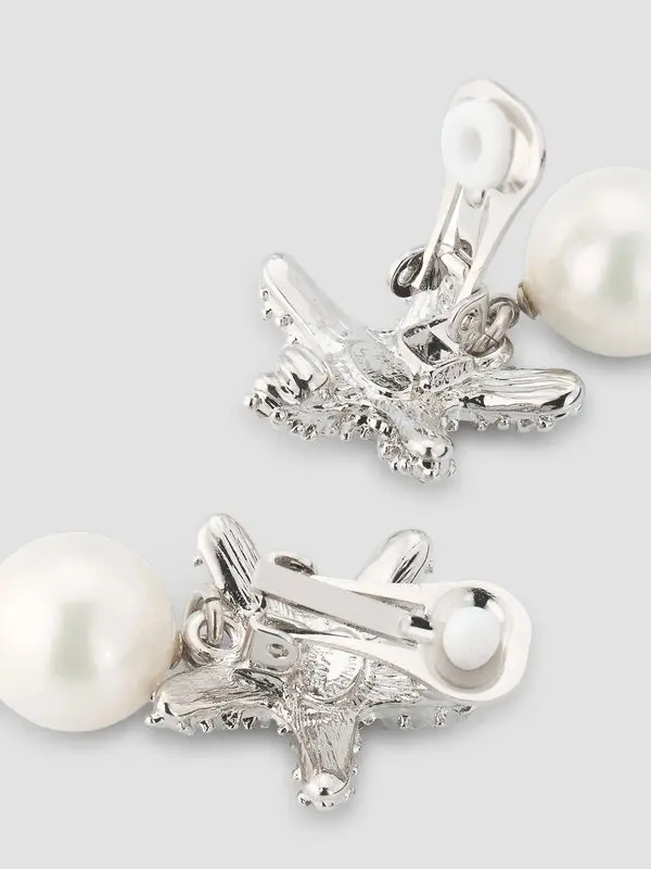 KENNETH JAY LANE Silvertone, Glass Crystal & Imitation Clip-on Drop Earrings