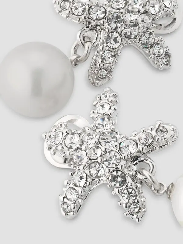 KENNETH JAY LANE Silvertone, Glass Crystal & Imitation Clip-on Drop Earrings