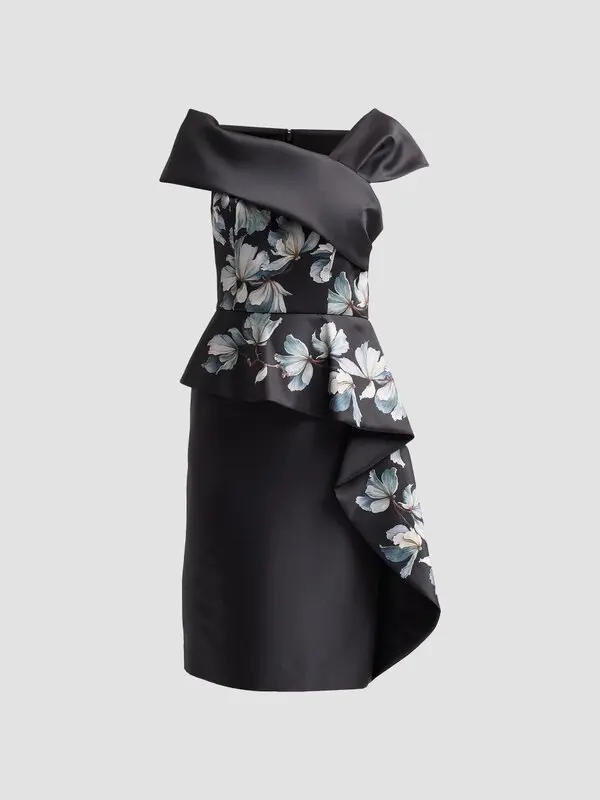 Rickie Freeman For Teri Jon Placet Print Mikado Cocktail Dress