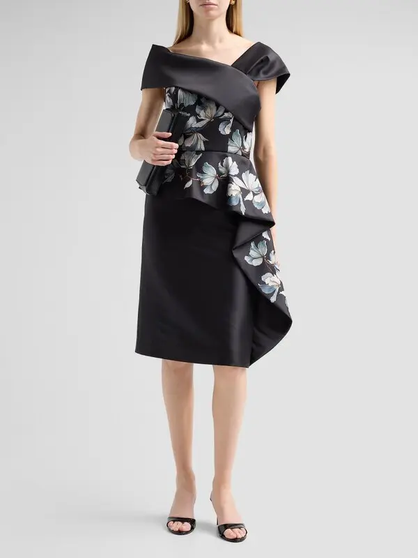 Rickie Freeman For Teri Jon Placet Print Mikado Cocktail Dress