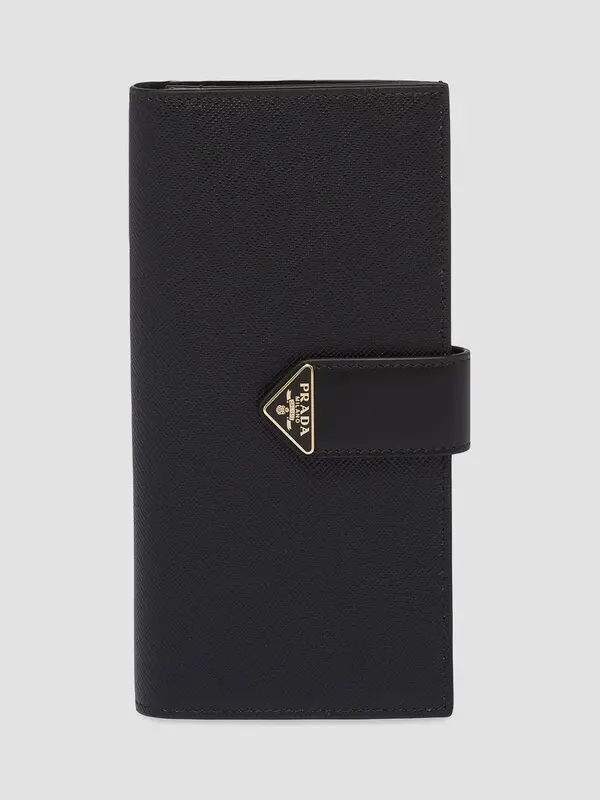 Prada Large Saffiano And Leather Wallet - Black