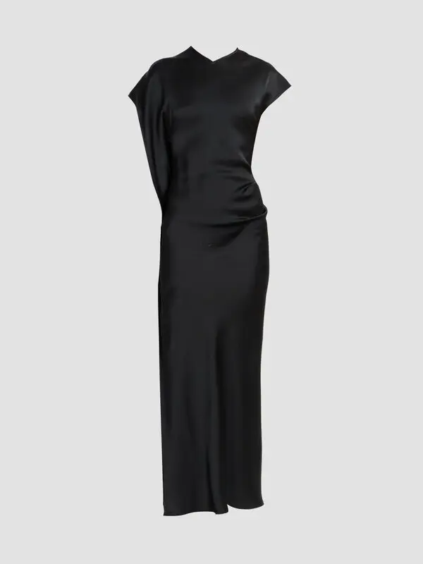 Victoria Beckham Satin Asymmetric Maxi Dress - Black