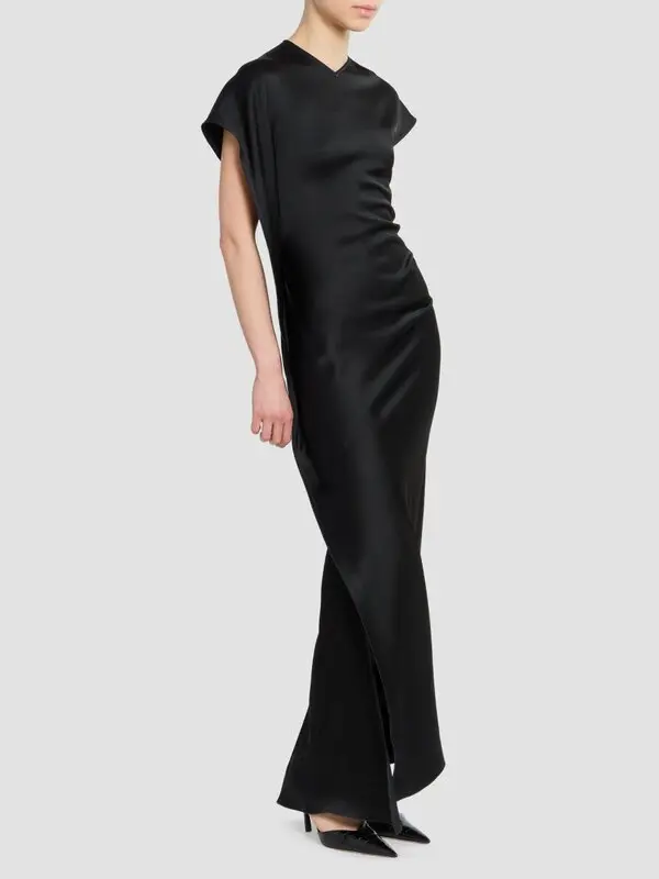 Victoria Beckham Satin Asymmetric Maxi Dress