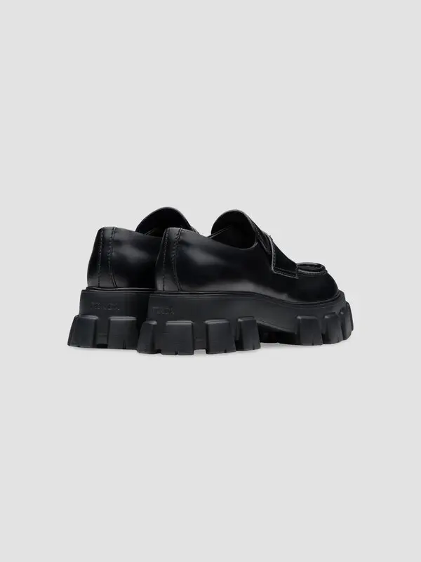 Prada Monolith Brushed Leather Loafers