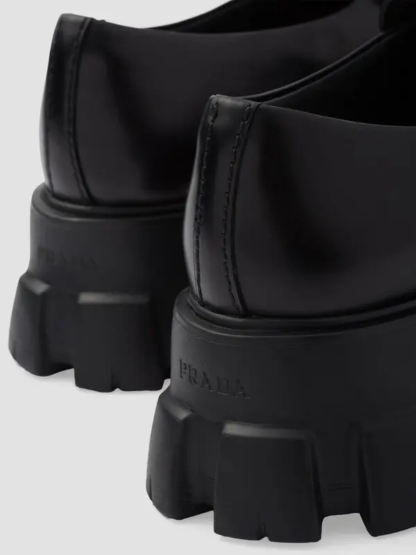 Prada Monolith Brushed Leather Loafers