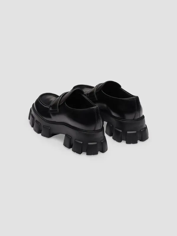 Prada Monolith Brushed Leather Loafers