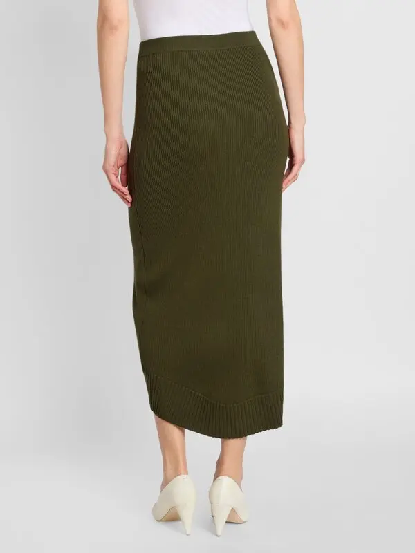 Victoria Beckham Wool-blend Ribbed High-low Midi Skirt