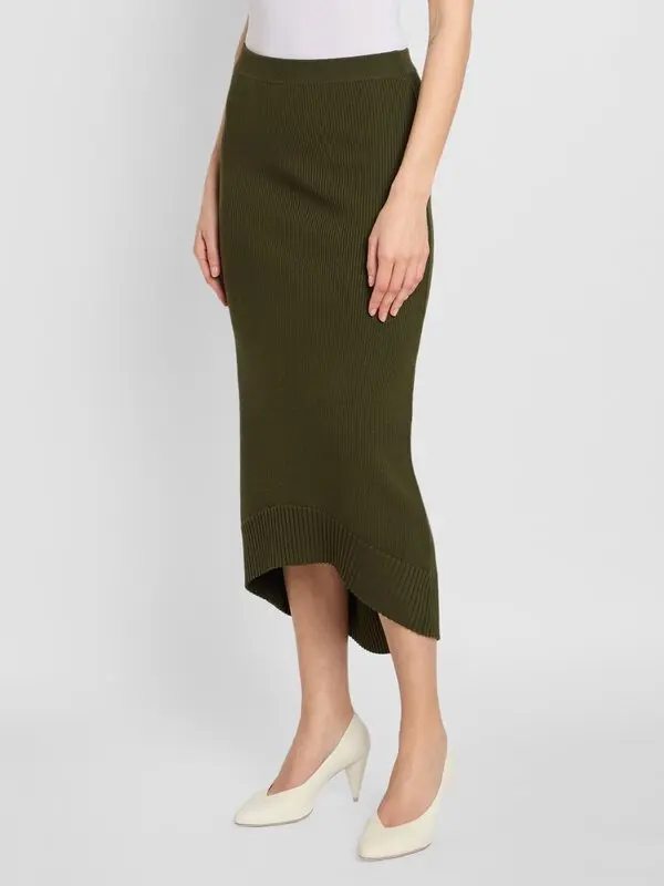 Victoria Beckham Wool-blend Ribbed High-low Midi Skirt
