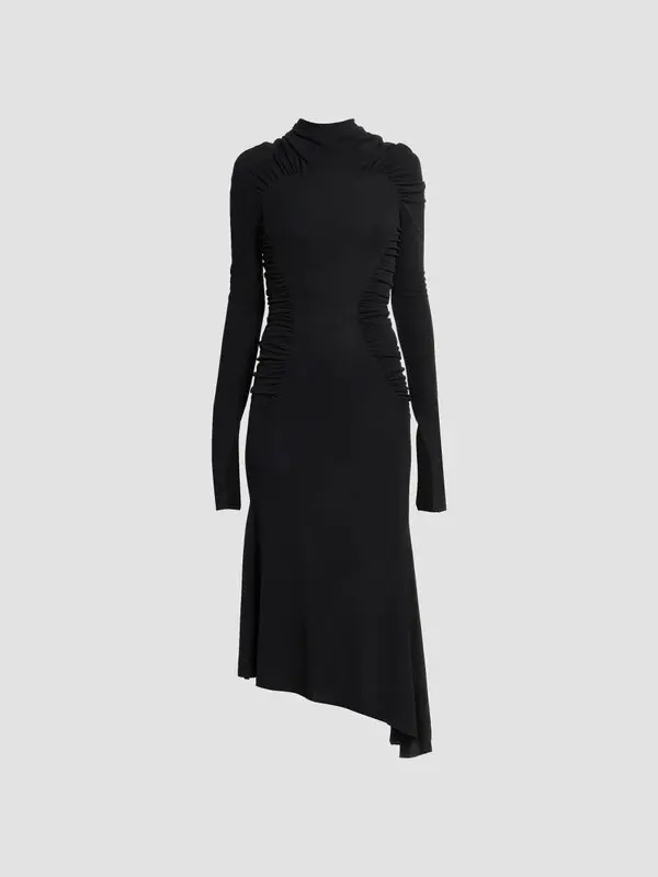 Victoria Beckham Gathered Long-sleeve Midi Dress - Black