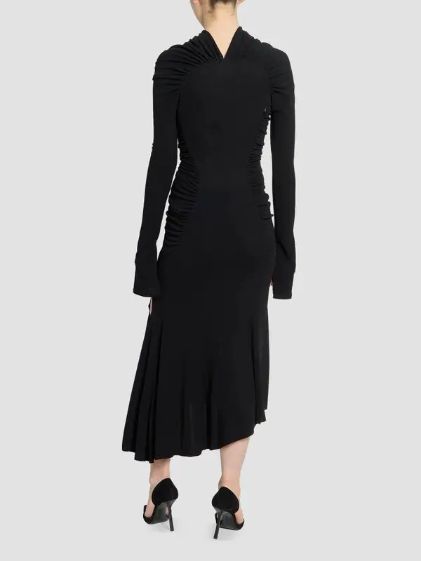 Victoria Beckham Gathered Long-sleeve Midi Dress