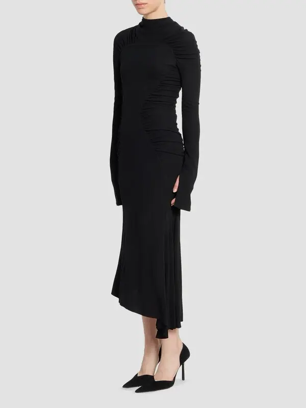 Victoria Beckham Gathered Long-sleeve Midi Dress
