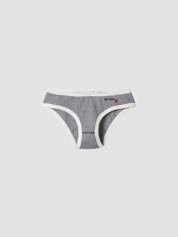 Miu Miu Petit Bateau X Ribbed Jersey Briefs - White Multi