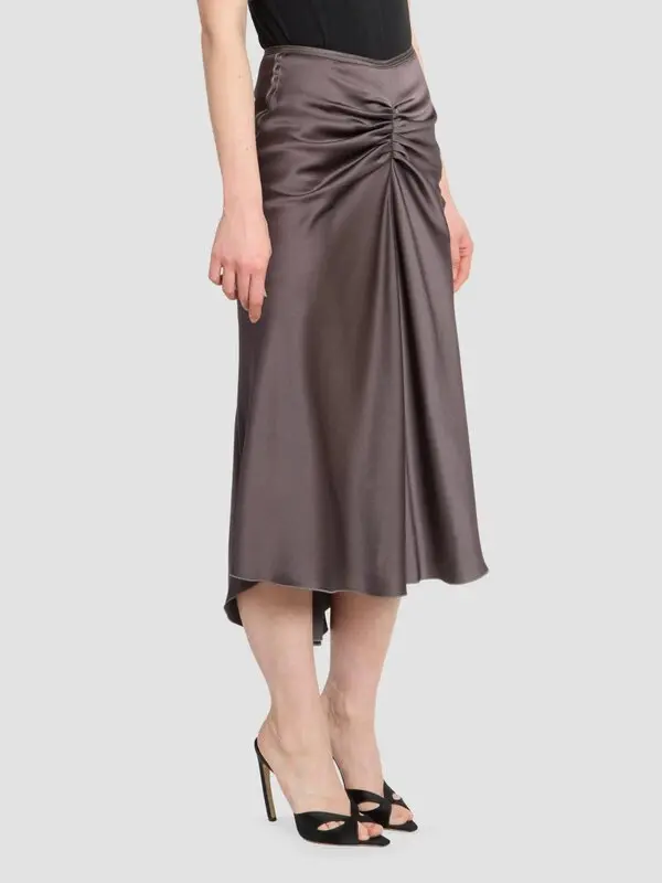Victoria Beckham Gathered Satin Midi-skirt