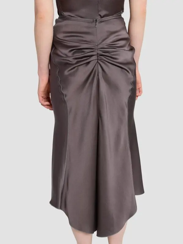 Victoria Beckham Gathered Satin Midi-skirt
