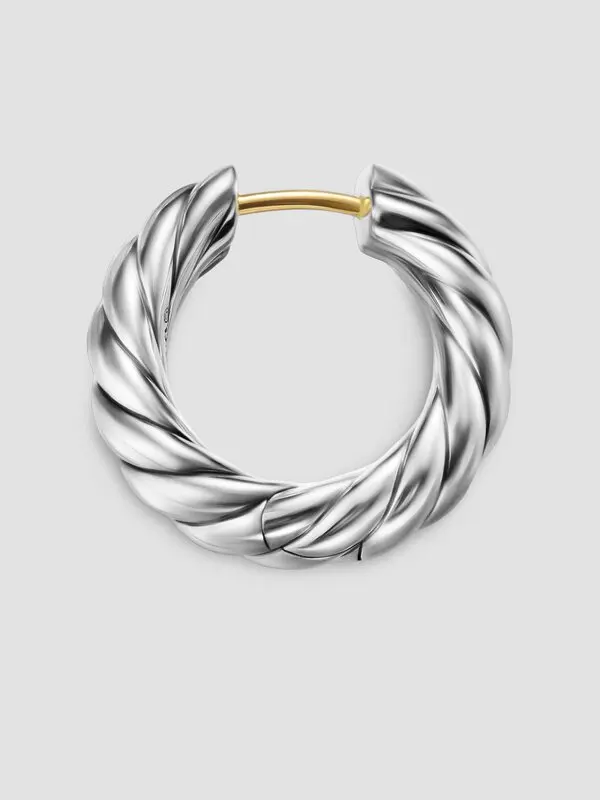 David Yurman Sculpted Cable Hoop Earrings In Sterling 18.6mm