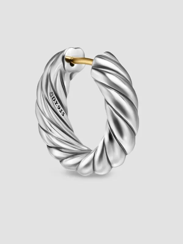 David Yurman Sculpted Cable Hoop Earrings In Sterling 18.6mm
