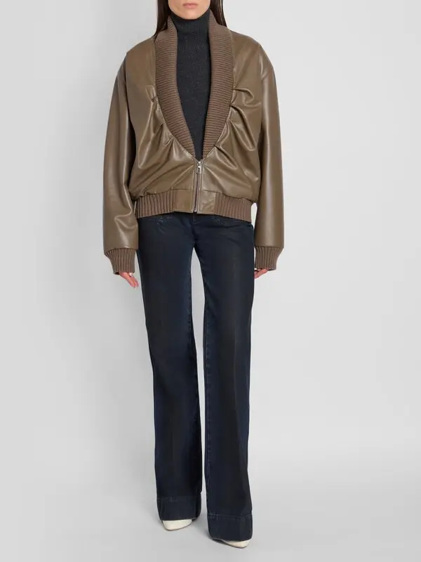 Victoria Beckham Leather Bomber Jacket