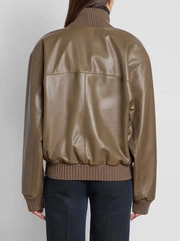 Victoria Beckham Leather Bomber Jacket
